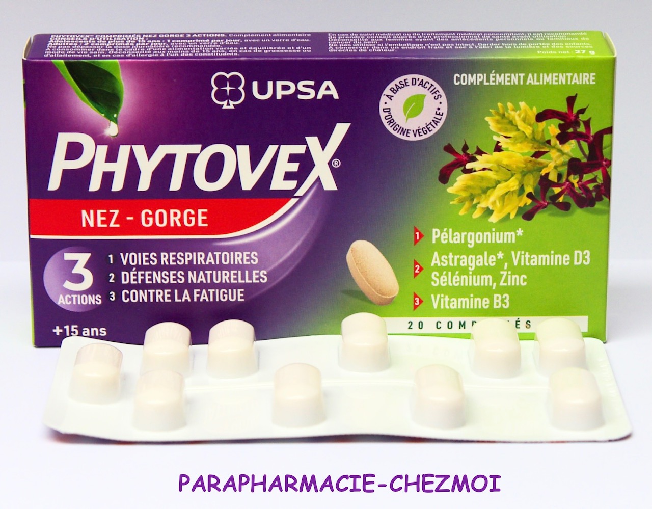 UPSA PHYTOVEX COMPRIMÉS NEZ GORGE 3 ACTIONS - Parapharmacie Chez moi